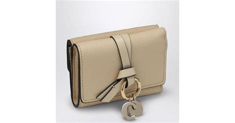 Chloé Chloe Calfskin Leather Trifold Wallet In Natural Lyst Uk