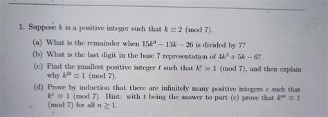 Solved 1 Suppose K Is A Positive Integer Such That K 2