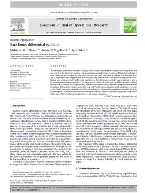 Pdf Differential Evolution Based Particle Swarm Optimization