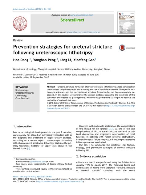 Pdf Prevention Strategies For Ureteral Stricture Following