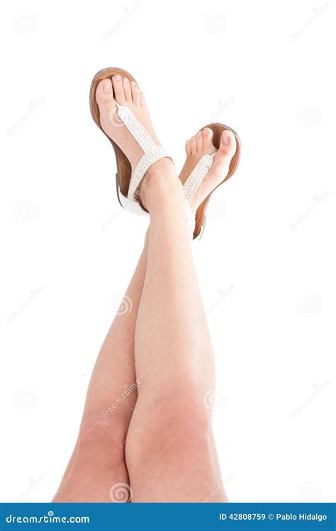 Woman S Legs Wearing Sandals Stock Image Image Of Care Fresh 42808759