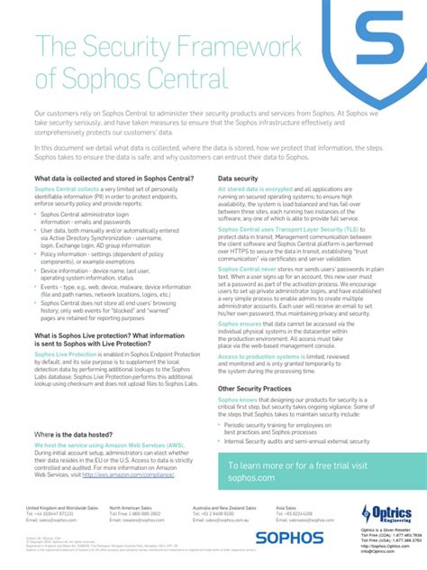 The Security Framework Of Sophos Central Pdf Transport Layer