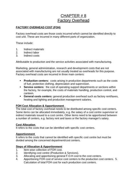 Chapter 8 Overhead Costing And Control 1 1 Pdf Cost Cost Of Goods Sold