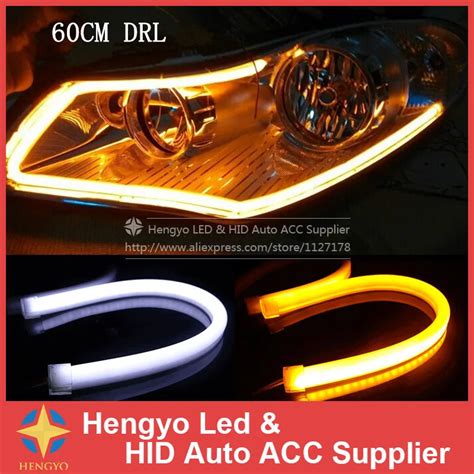 New 2PCS 60CM DRL Flexible LED Tube Strip Daytime Running Lights Turn