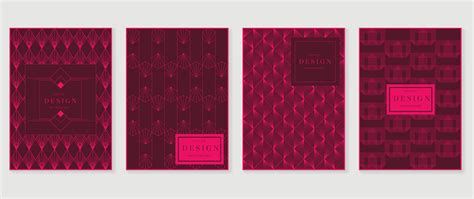 Luxury Geometric Pattern Cover Template Set Of Art Deco Poster Design