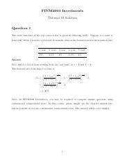 Tutorial 10 Solution Pdf FINM2003 Investments Tutorial 10 Solution