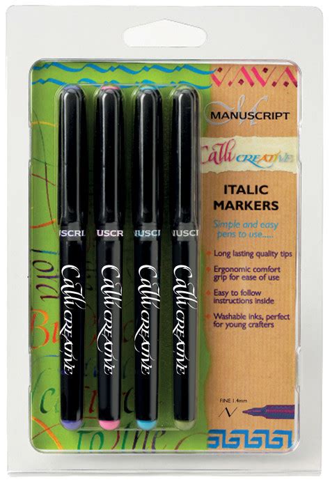 Manuscript Callicreative Calligraphy Marker Pens Fine Assorted Colours Pack Of 4 Mm6602