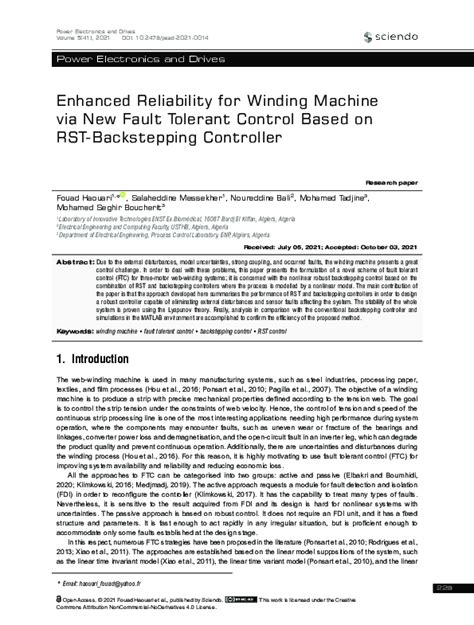 Pdf Enhanced Reliability For Winding Machine Via New Fault Tolerant Control Based On Rst