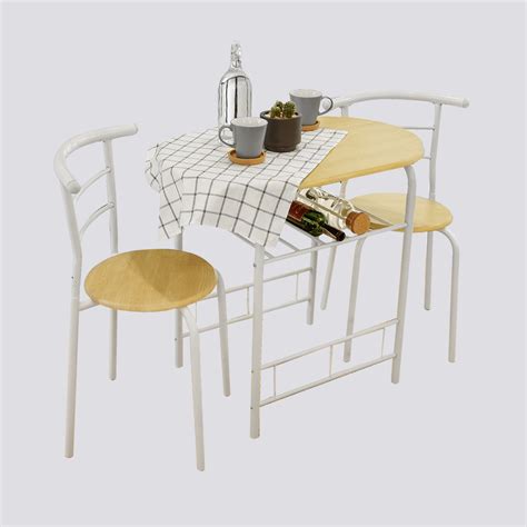 Homehuk ชุดโต๊ะกินข้าว พร้อมเก้าอี้ 2 ตัว สีบีช โครงขาว Makro Pro