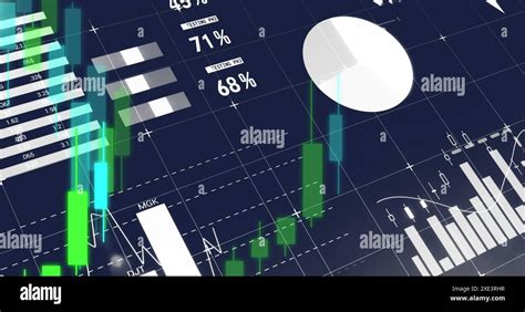 Image Of Statistical Data Processing Against Blue Background Stock