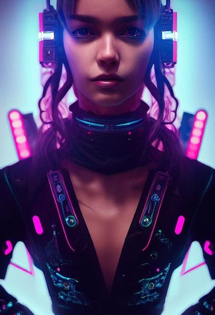 Premium Photo | Portrait of a scifi cyberpunk girl hightech futuristic ...