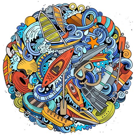 水上运动手画矢量图涂鸦插图 向量例证 插画 包括有 抽象 小船 航行 划皮船的 海洋 风帆 176570225