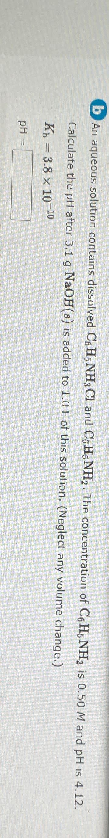 solved b an aqueous solution contains dissolved c6h5nh3cl