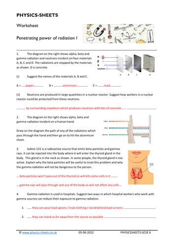 Gcseigcse Penetrating Power Of Radiation Questions And Answers