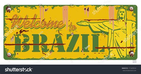 Welcome Brazil Sign Vector Stock Vector Royalty Free 171207614 Shutterstock