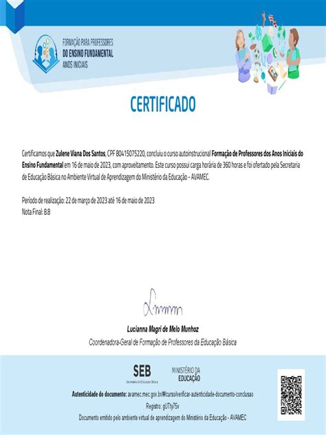 Documento Formação De Professores Dos Anos Iniciais Do Ensino