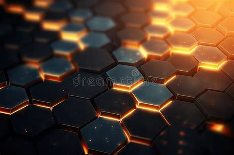 Abstract Background With Glowing Hexagons 3d Rendering Toned Image