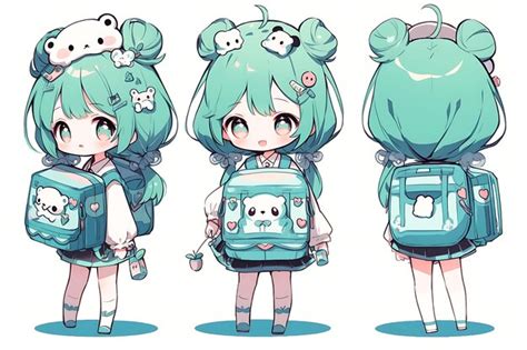 Anime Girl Charakter Design Turnaround Sheet Niedliches Anime Charakter