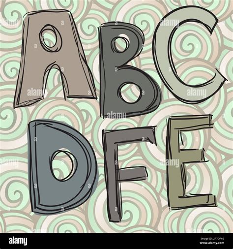 Vector Abcdef Doodle Letters On Seamless Background Stock Vector Image