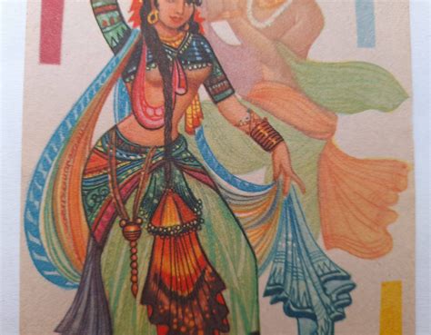 Antique Indian Postcard Krishna Hindu Deity Diwali Greeting Card
