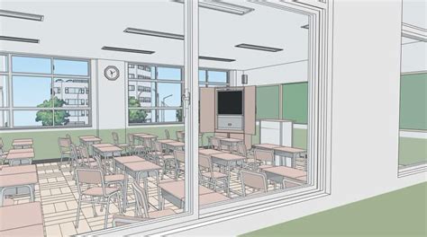 마나캣 스튜디오 [만화 배경 스케치업]{추천} 학교 V171011 배경 학교 건물 만화 배경