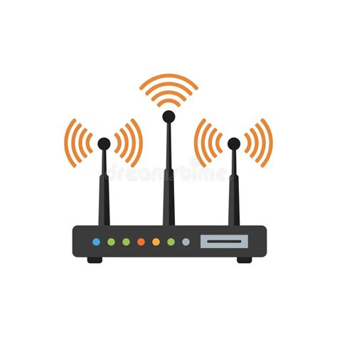 Wireless Internet Router With Three Antennas Emitting Signals Flat Digital Technology Vector