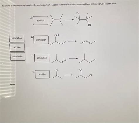 solved examine the reactant and product for each reaction