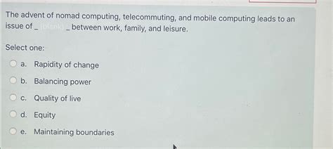 solved the advent of nomad computing telecommuting and