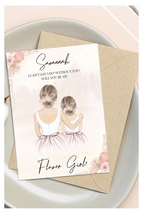 Will You Be My Flower Girl Flower Girl Proposal Card Template Boho