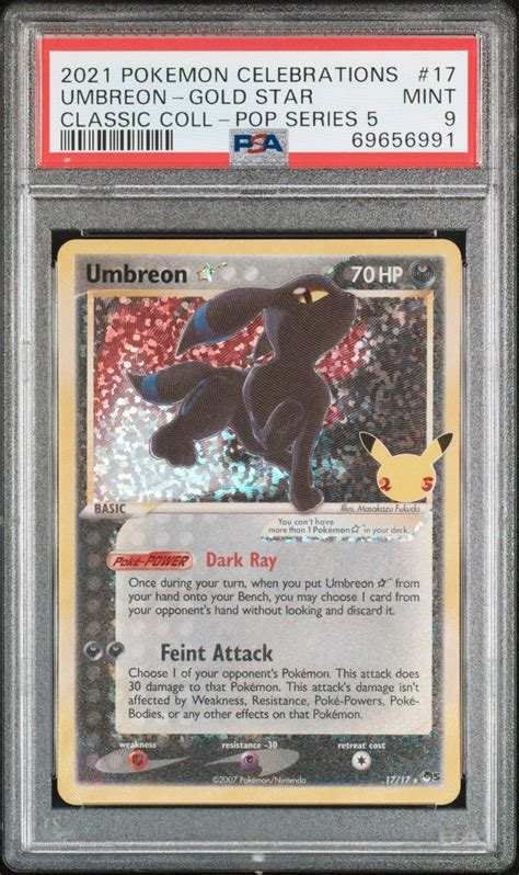 2021 Pokemon Celebrations Classic Collection 17 Umbreon Gold Star Psa 9