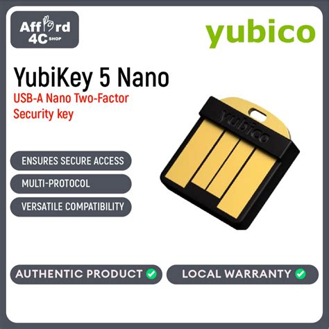 Yubico Yubikey 5 Nano Two Factor Authentication Usb Security Key Fits Usb A Ports Shopee