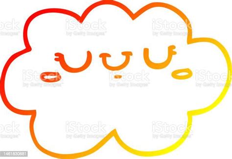 Dessin Au Trait Dégradé Chaud Dun Joli Nuage De Dessin Animé Vecteurs