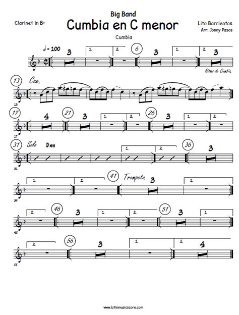Cumbia En C Menor Cumbia Para Big Band Latin Music Score