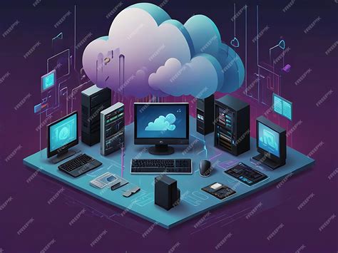 premium photo a 3d rendering depicting a cloud computing system
