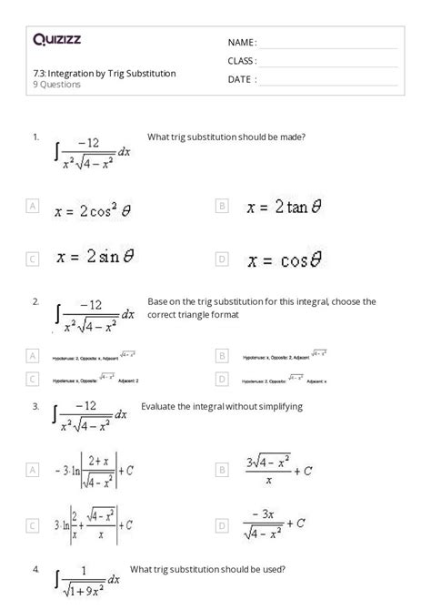 Integrals Worksheets For Th Grade On Quizizz Free Printable