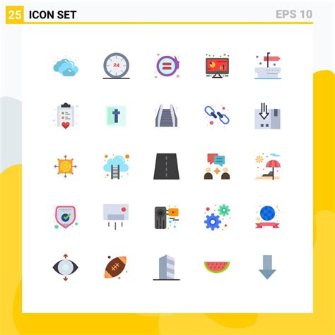 User Interface Pack Of 25 Basic Flat Colors Of Ship Monitor Equality Computer Analytic Editable