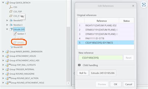 solved extrude feature won t update when moving the refer ptc