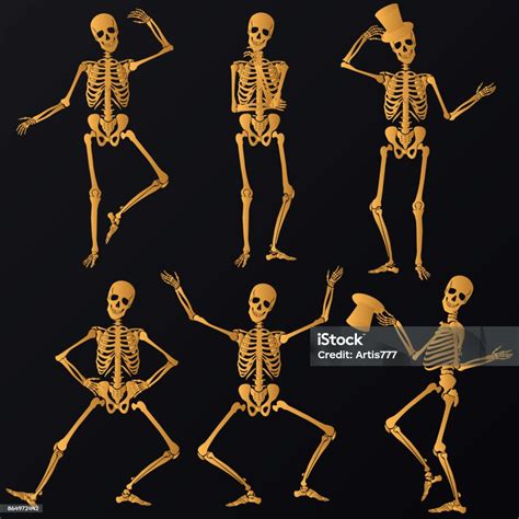 황금 해골 댄스 공연에 대한 스톡 벡터 아트 및 기타 이미지 공연 공연자 공포 무서움 Istock