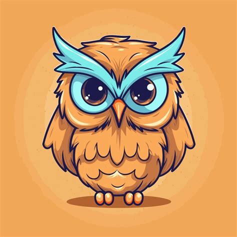 白い背景に手描きのフクロウ漫画イラスト分離 Premiumベクトル素材