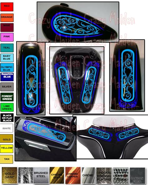Motorcycle Gas Tank Fender Decal Graphics Deluxe Set 2 Color Pin Stripe