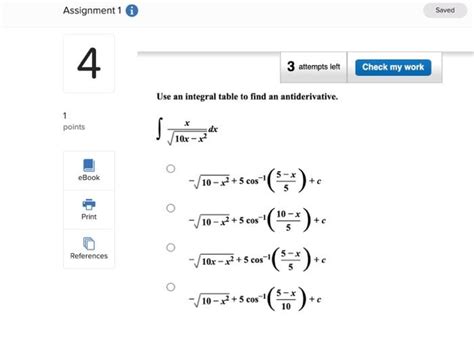 Solved Use An Integral Table To Find An Antiderivative