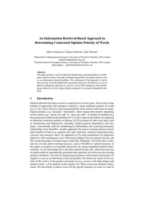Pdf An Information Retrieval Based Approach To Determining Contextual