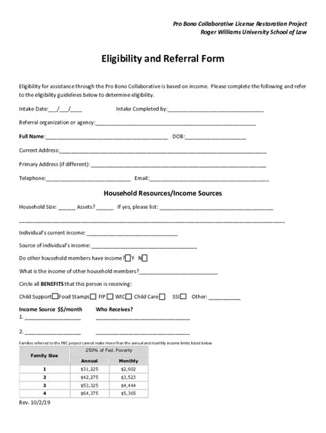 Fillable Online Pro Bono ELR Forms RWU Law Roger Williams
