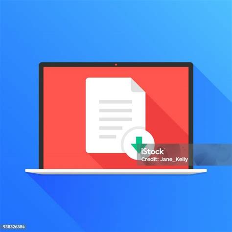 Tombol Unduh File Di Layar Laptop Mengunduh Konsep Dokumen Desain Datar