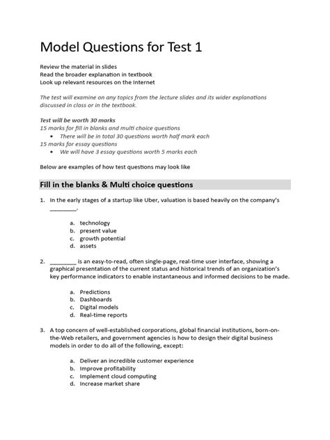 Model Questions For Test 1 Pdf