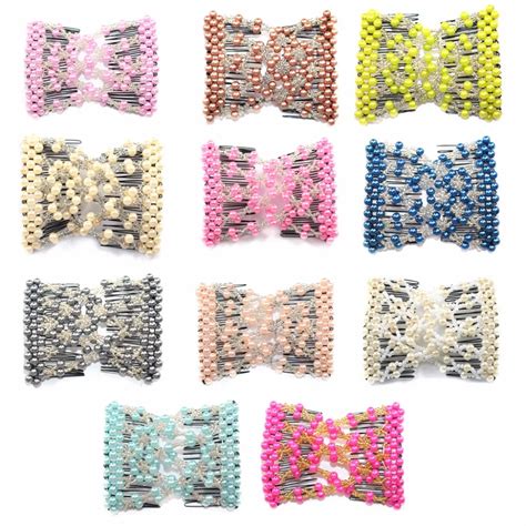 Magic Hair Comb Ez Beaded Double Stretching Delicate Pearl Women Clips