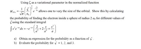 Using Zeta As A Variational Parameter In The Chegg