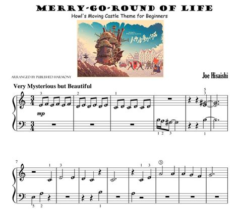 Merry Go Round Of Life Preliminary Piano Sheet With Note Etsy