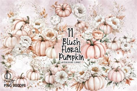 Blush Floral Pumpkin Clipart Png Graphic By Lq Design · Creative Fabrica