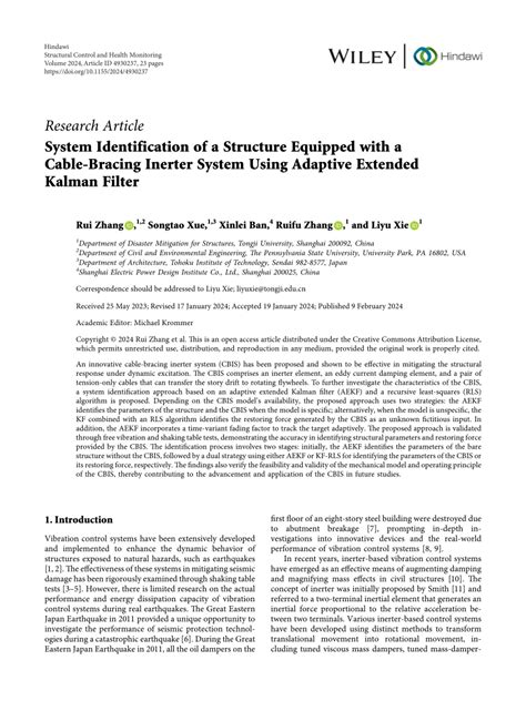 Pdf System Identification Of A Structure Equipped With A Cable